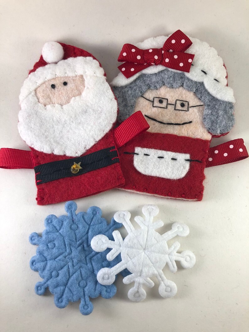 Christmas Finger Puppets Santa Mrs Claus Winter Puppet - Etsy