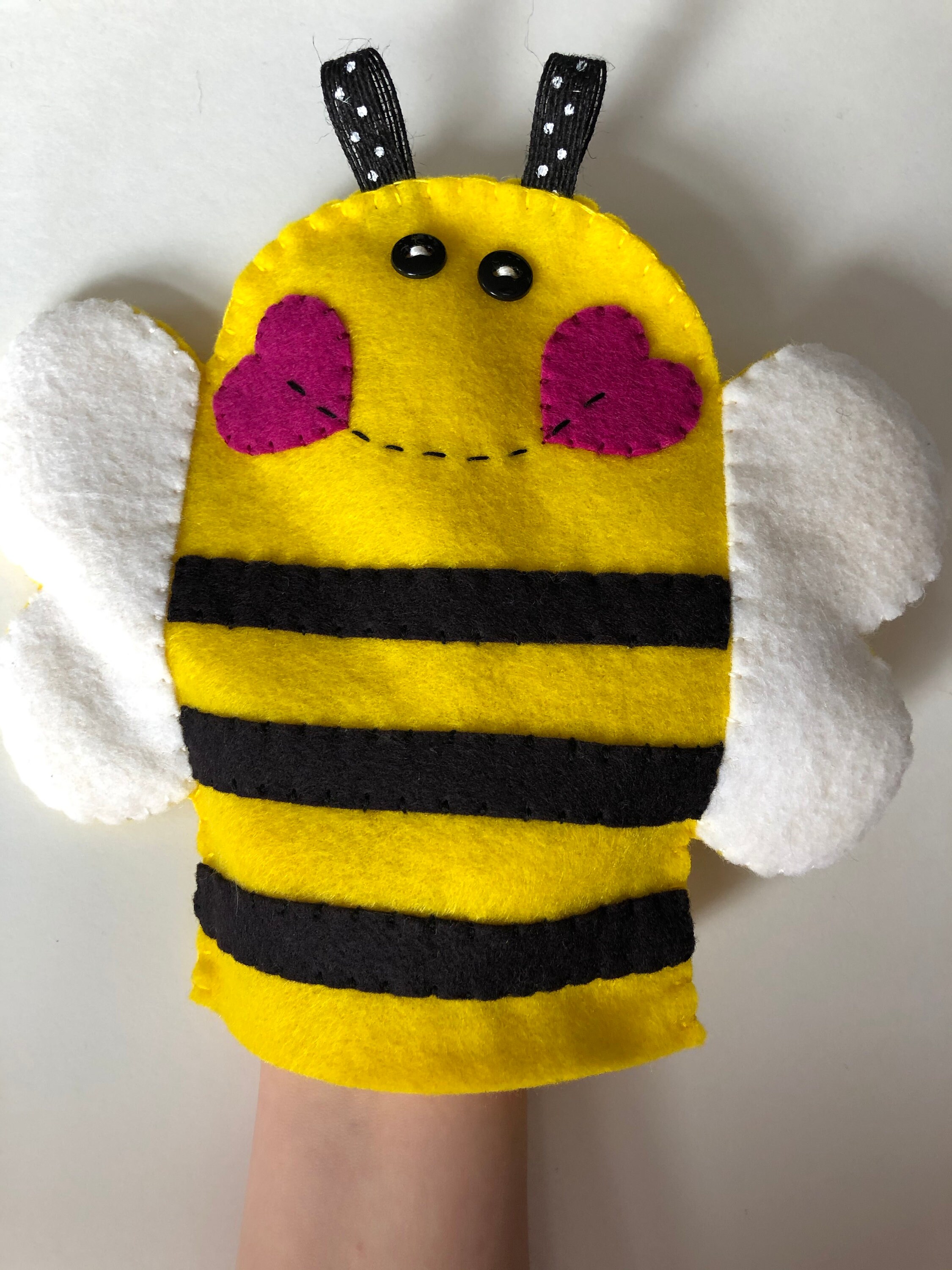 Elephant, Bumblebee & Butterfly Felt Hand Puppets, Hand Puppet, Felt ...