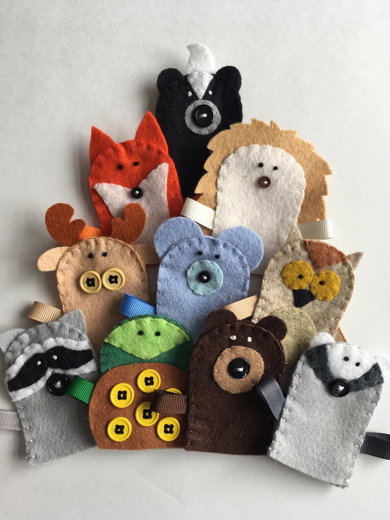 Forest Animal Finger Puppets, Felt Finger Puppets, Finger Puppet ...