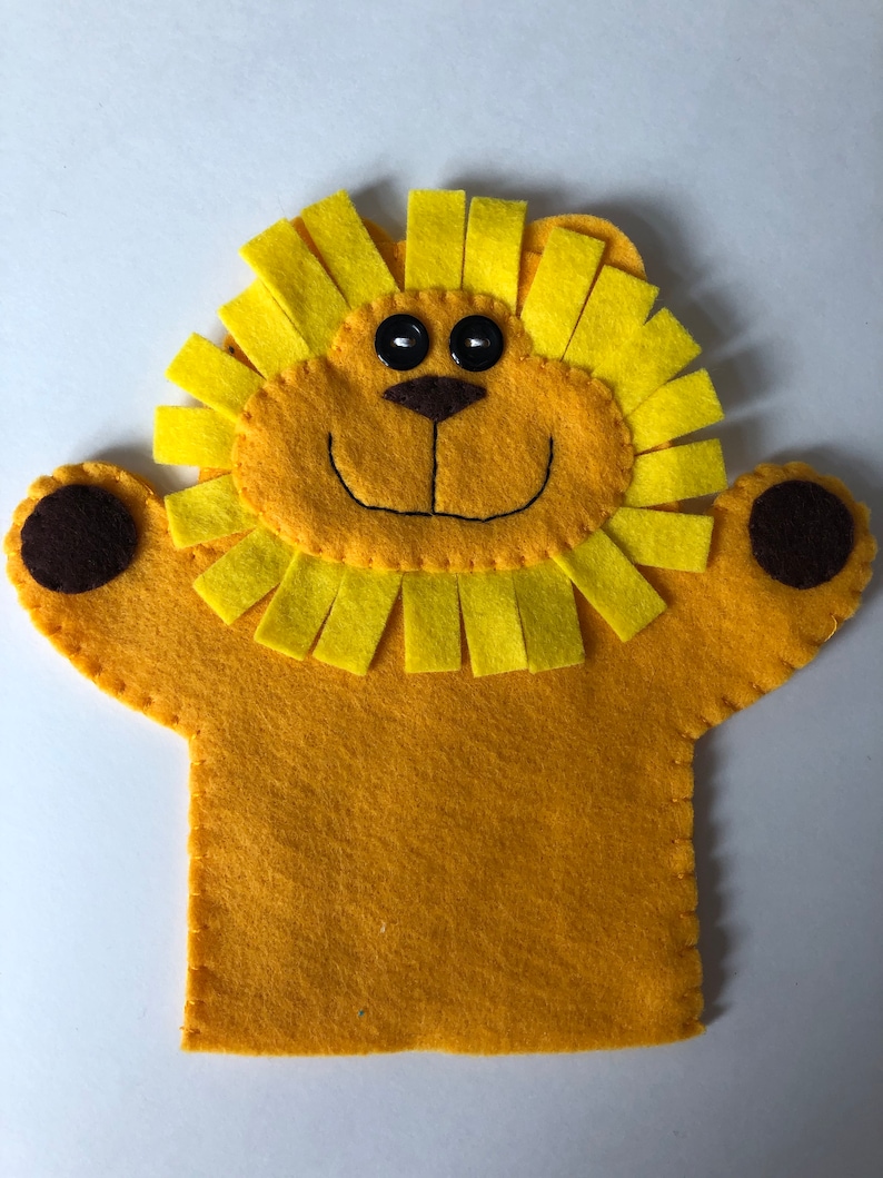 Lion, Monkey & Tiger Felt Hand Puppets, Jungle Puppet, Hand Puppet ...