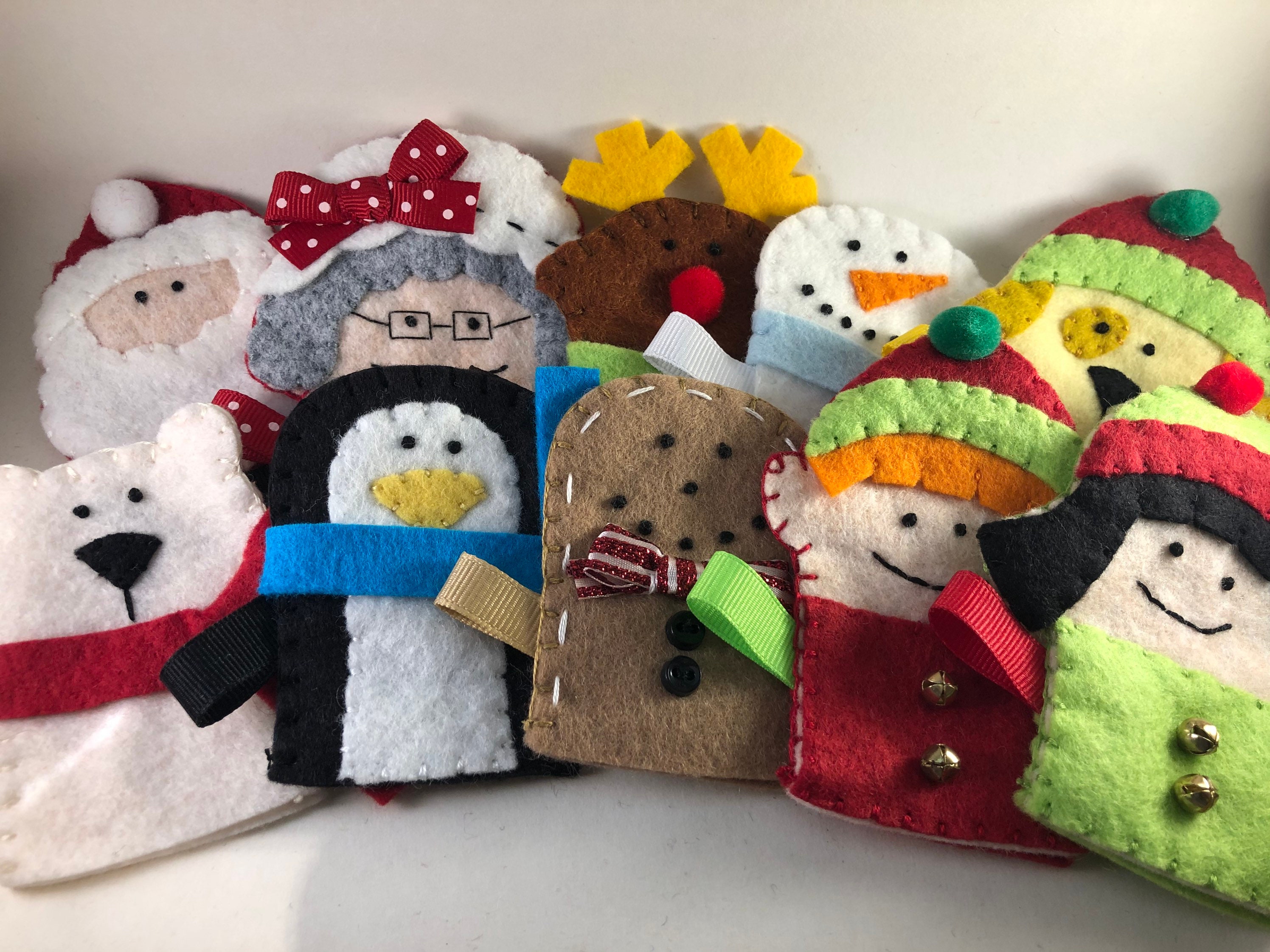 Christmas Finger Puppets Santa Mrs Claus Winter Puppet - Etsy