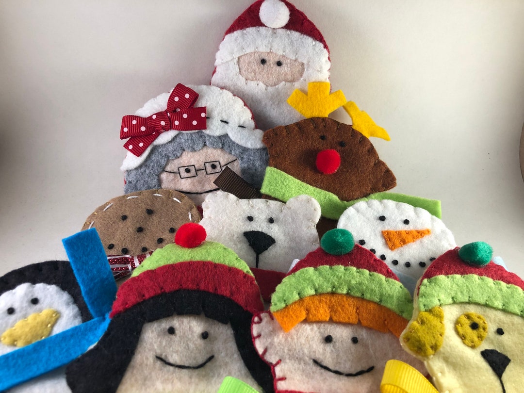 Christmas Finger Puppets, Santa, Mrs Claus, Winter Puppet, Holiday ...