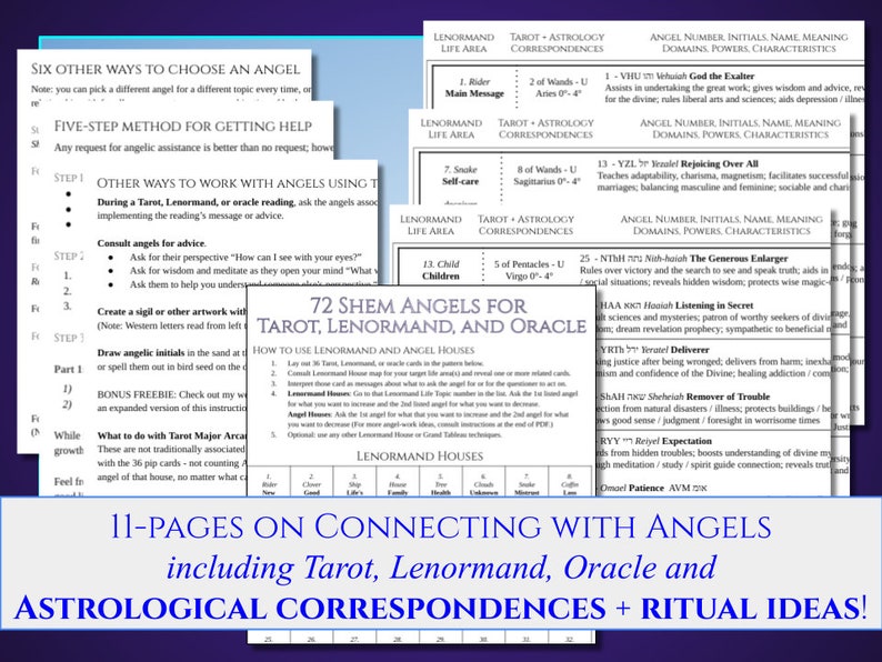 Angels With Tarot, Lenormand, Oracle Cards + Astrology Cheatsheet and ...