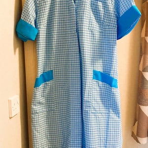 Coat Apron, Check Apron, Blue and White Check. Housewife Apron. Vintage ...