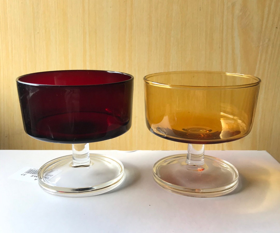 10% PRICE REDUCTION Mid Century Retro Sundae Glass Selection. Ruby Red ...