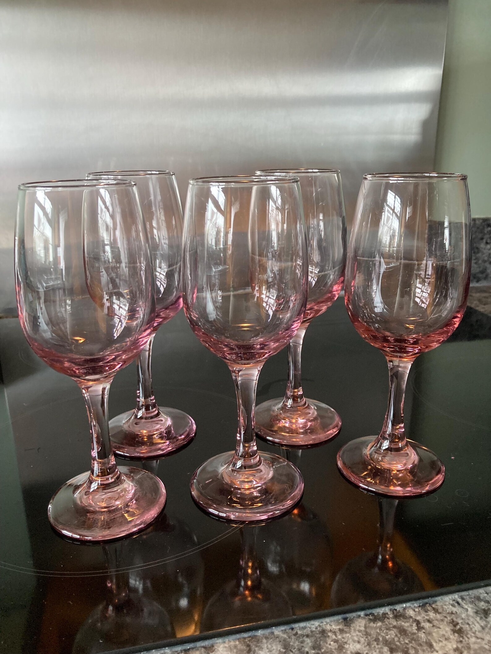 Vintage Pink Wine Glasses. Pink Wine. Hen Party. House Bar Decor. Pink ...