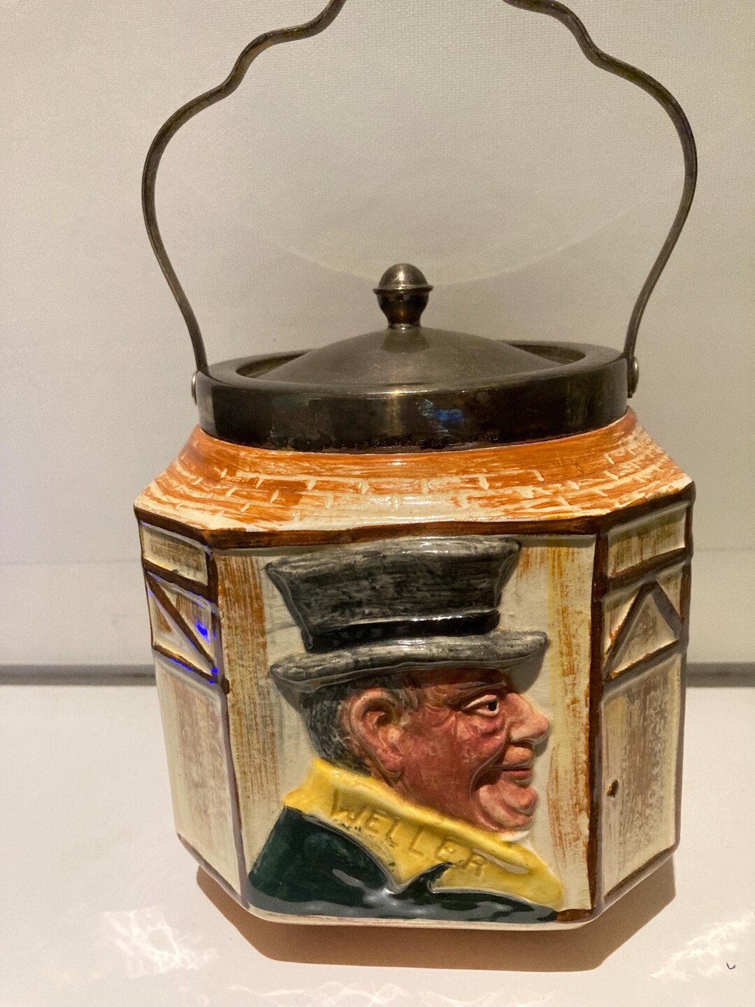 Vintage Lancaster & Sandland Ceramic Biscuit Barrel. Weller Sairey Gamp ...