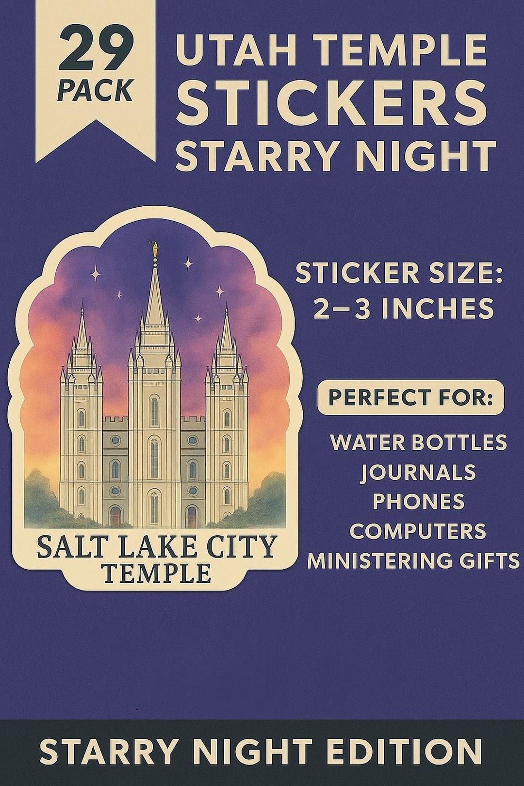 29 Utah Temples Sticker Pack – Starry Night Edition | LDS Temple ...
