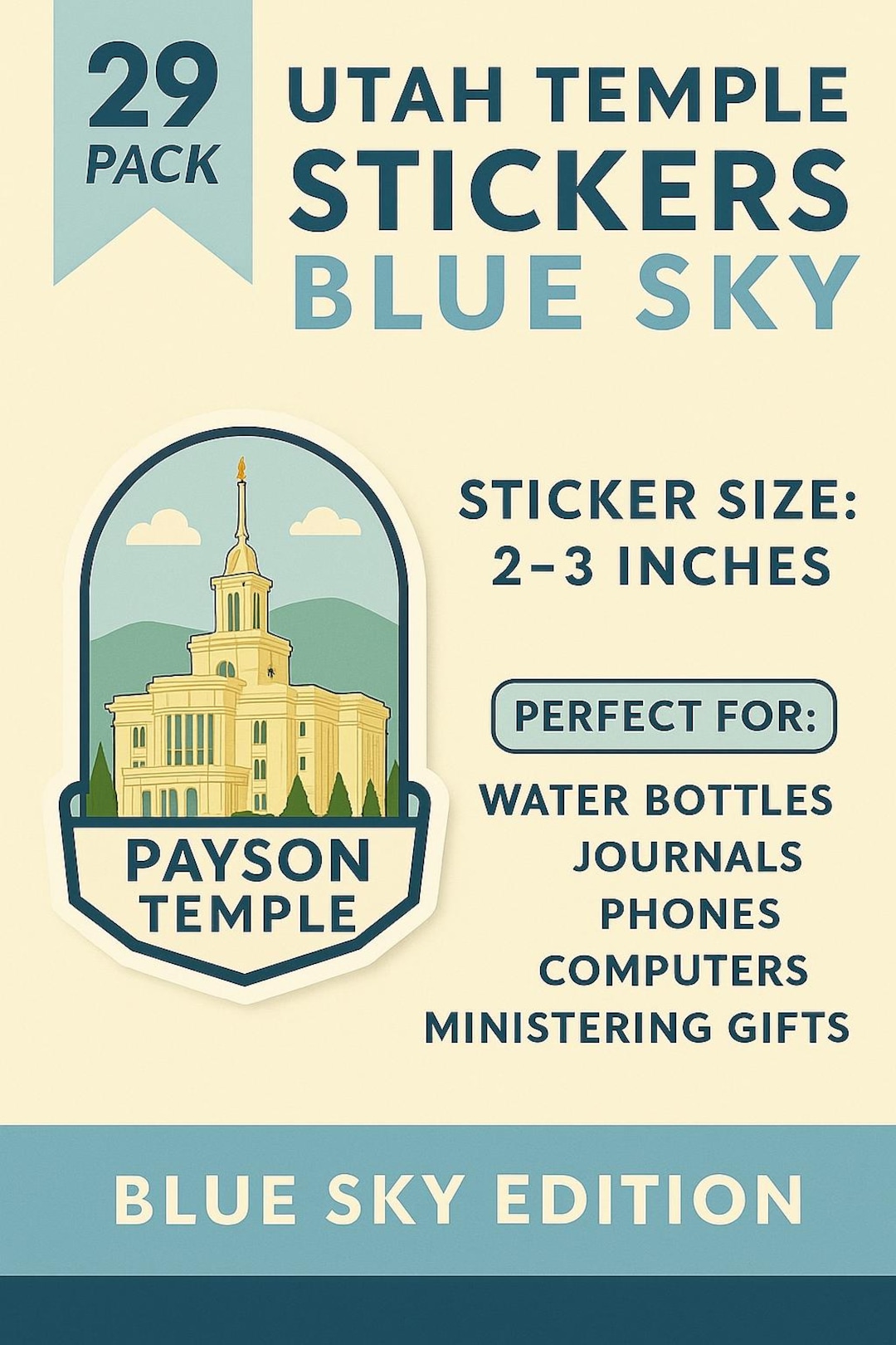 29 Utah Temples Sticker Pack – Blue Sky Edition | LDS Temple Stickers ...