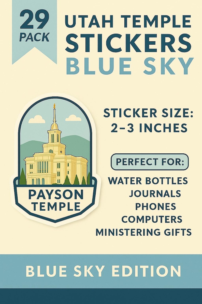 29 Utah Temples Sticker Pack – Blue Sky Edition | LDS Temple Stickers ...