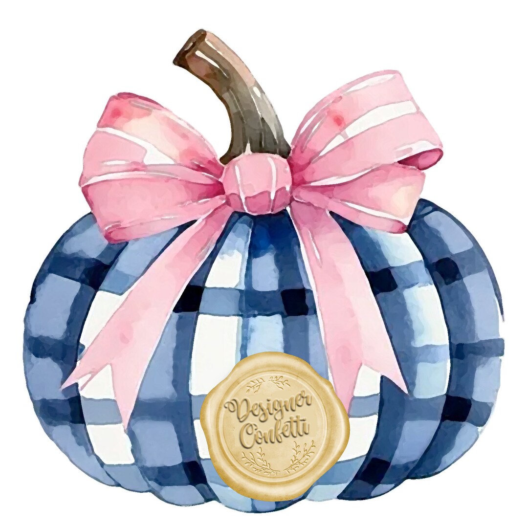 Watercolor Plaid Pumpkin Clipart, Plaid Bow, Fall, Autumn, Preppy ...