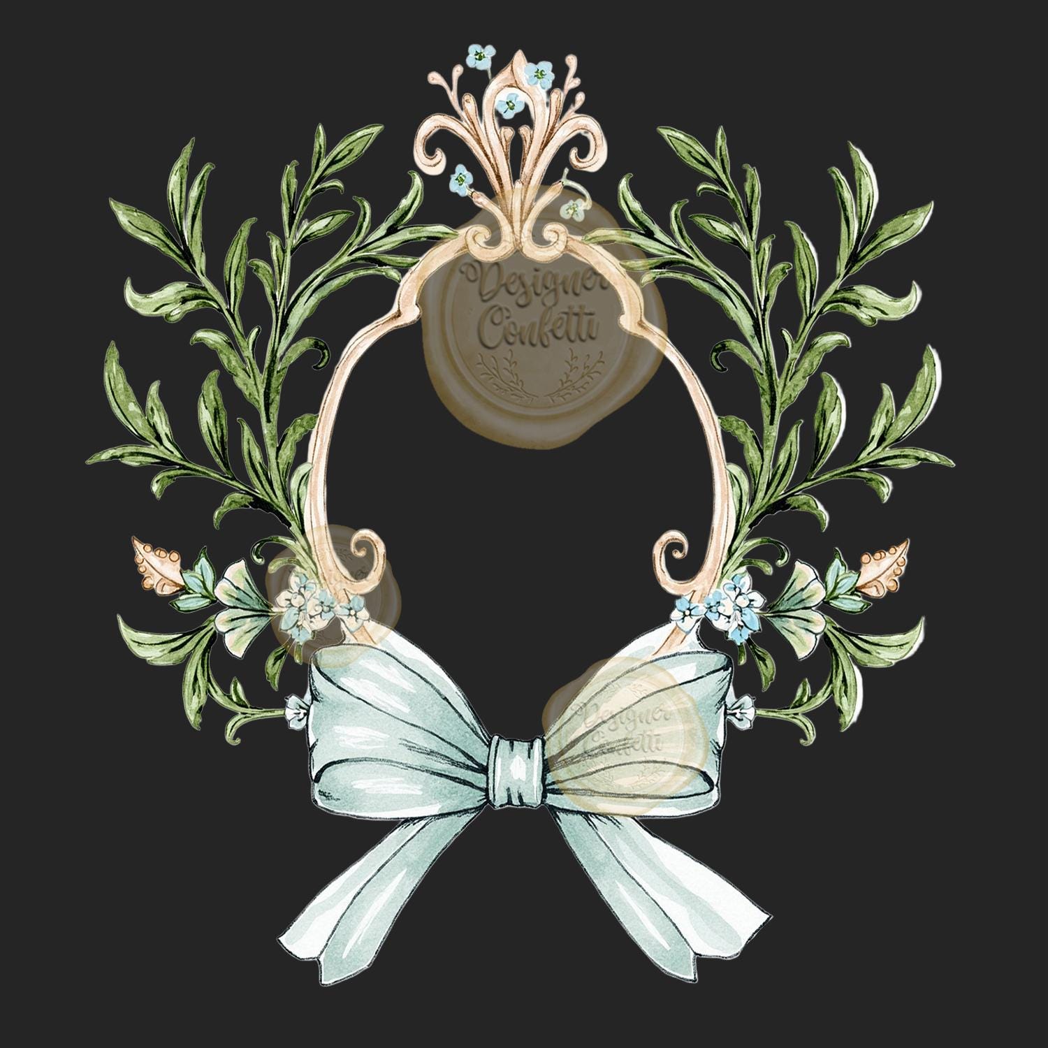 Watercolor Digital Crest Clipart, Ribbon, Bow, Flowers, Sublimation ...