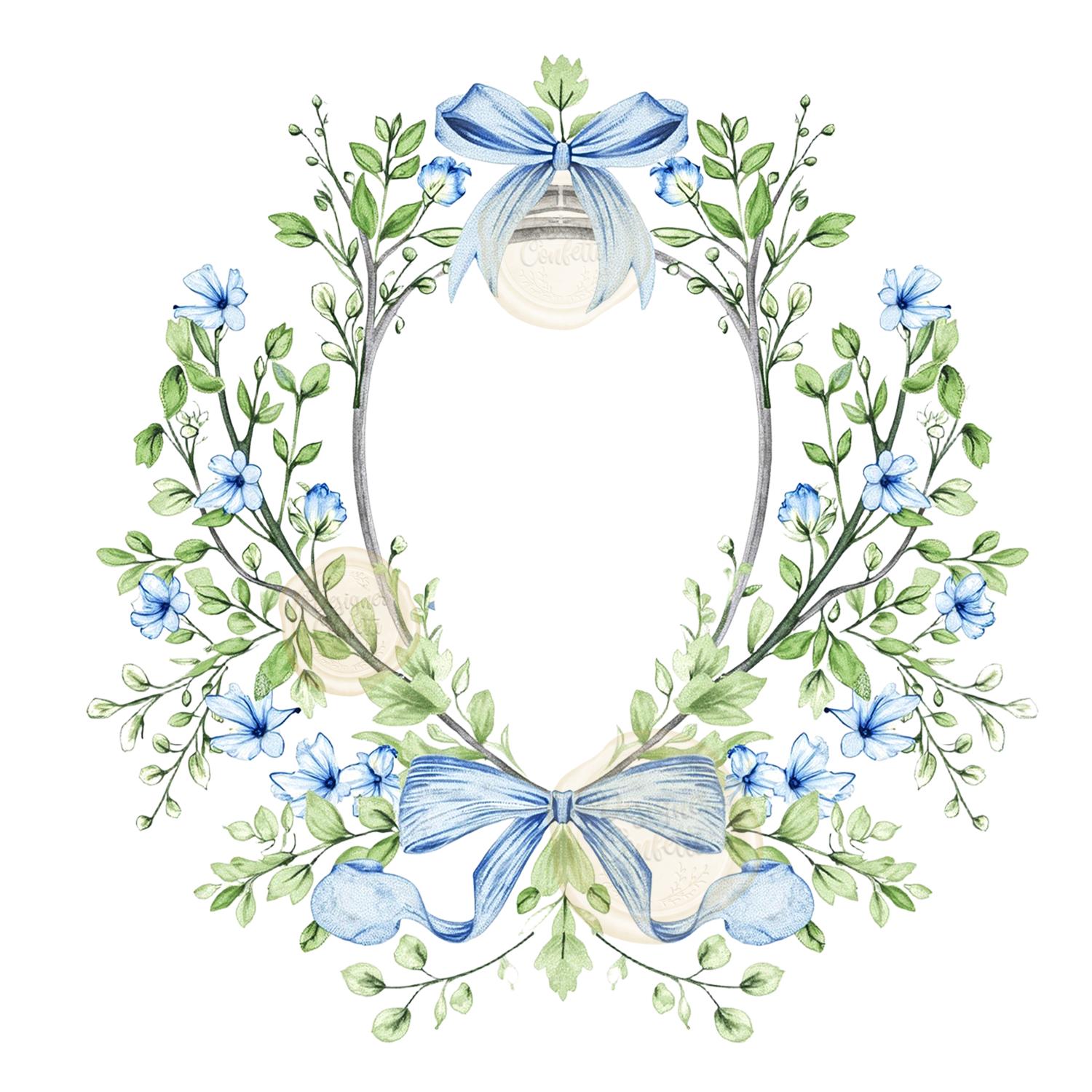 Watercolor Digital Crest Clipart, Ribbon, Bow, Flowers, Sublimation ...