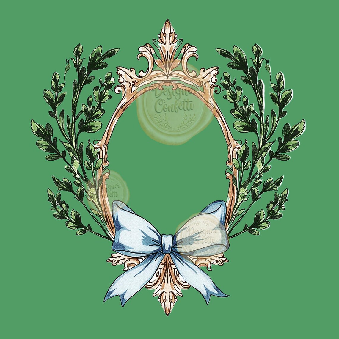 Watercolor Digital Crest Clipart, Ribbon, Bow, Flowers, Sublimation ...