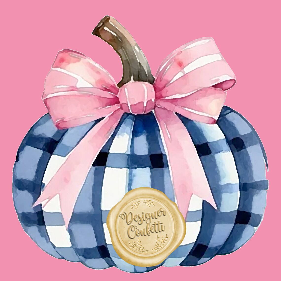 Watercolor Plaid Pumpkin Clipart, Plaid Bow, Fall, Autumn, Preppy ...