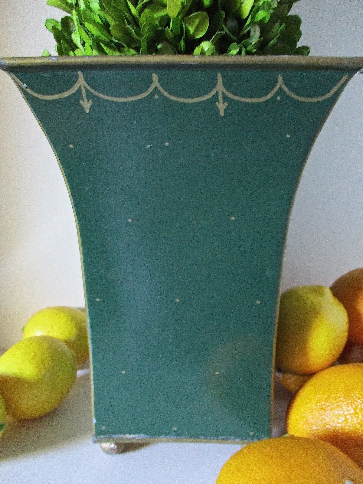 Toleware Vintage Decorative Cachepot/planter Hand Painted Iris Floral ...