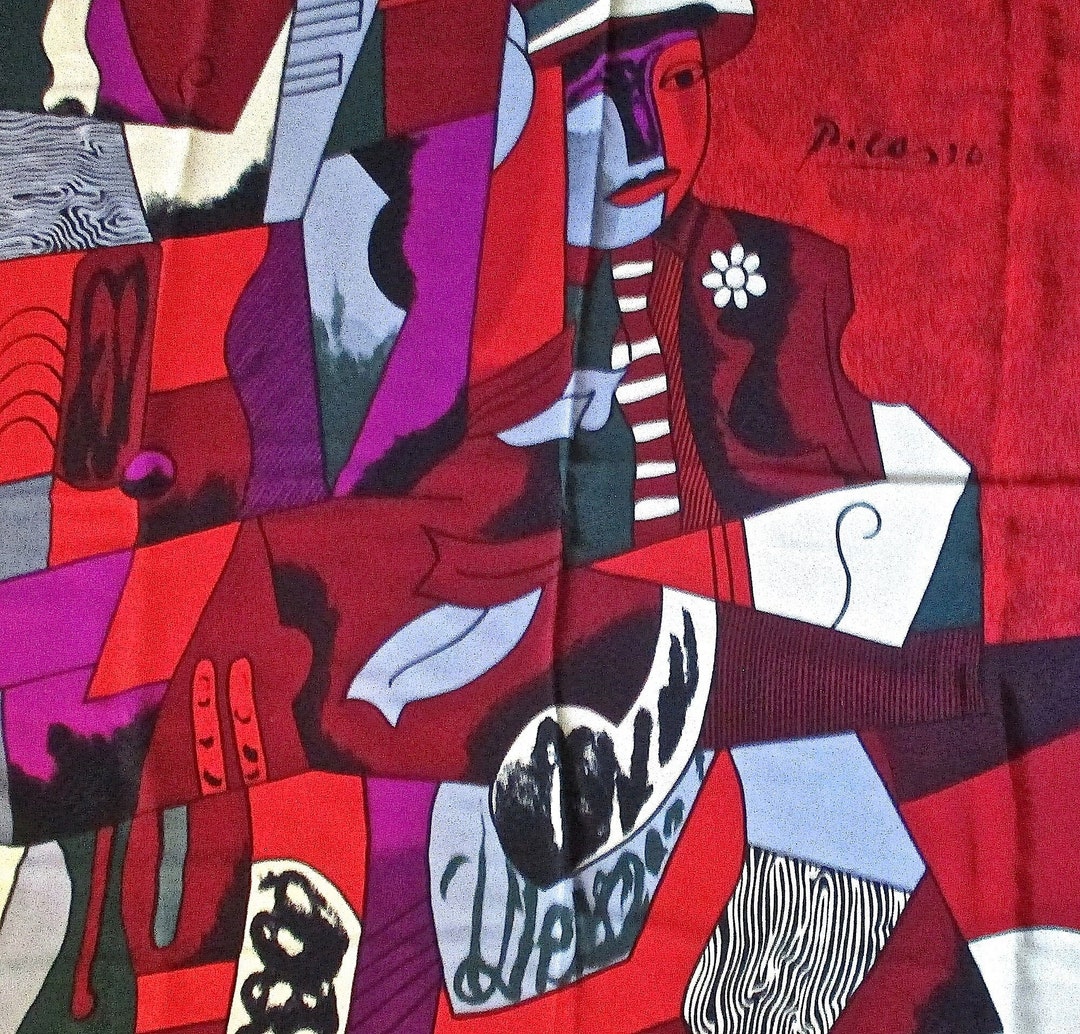 Stunning Vintage Picasso Silk Scarf Wrap Rolled Edges Made in Spain - Etsy