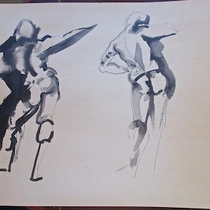 Original Figure Drawing Ink and Wash Study 1980s - Etsy