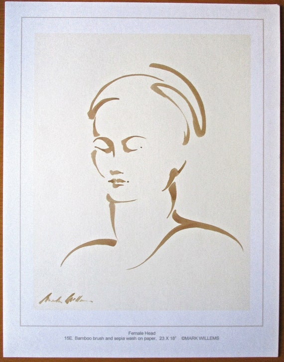 Vintage Female Portrait Print by Artist Mark Willems | Etsy