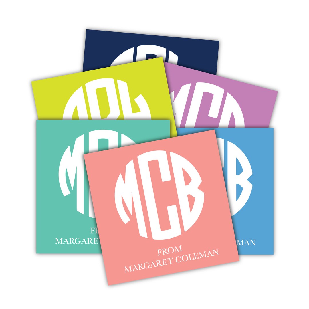 Monogram Gift Tag, Custom Circle Monogram Tags, Gift Enclosures, Kids ...