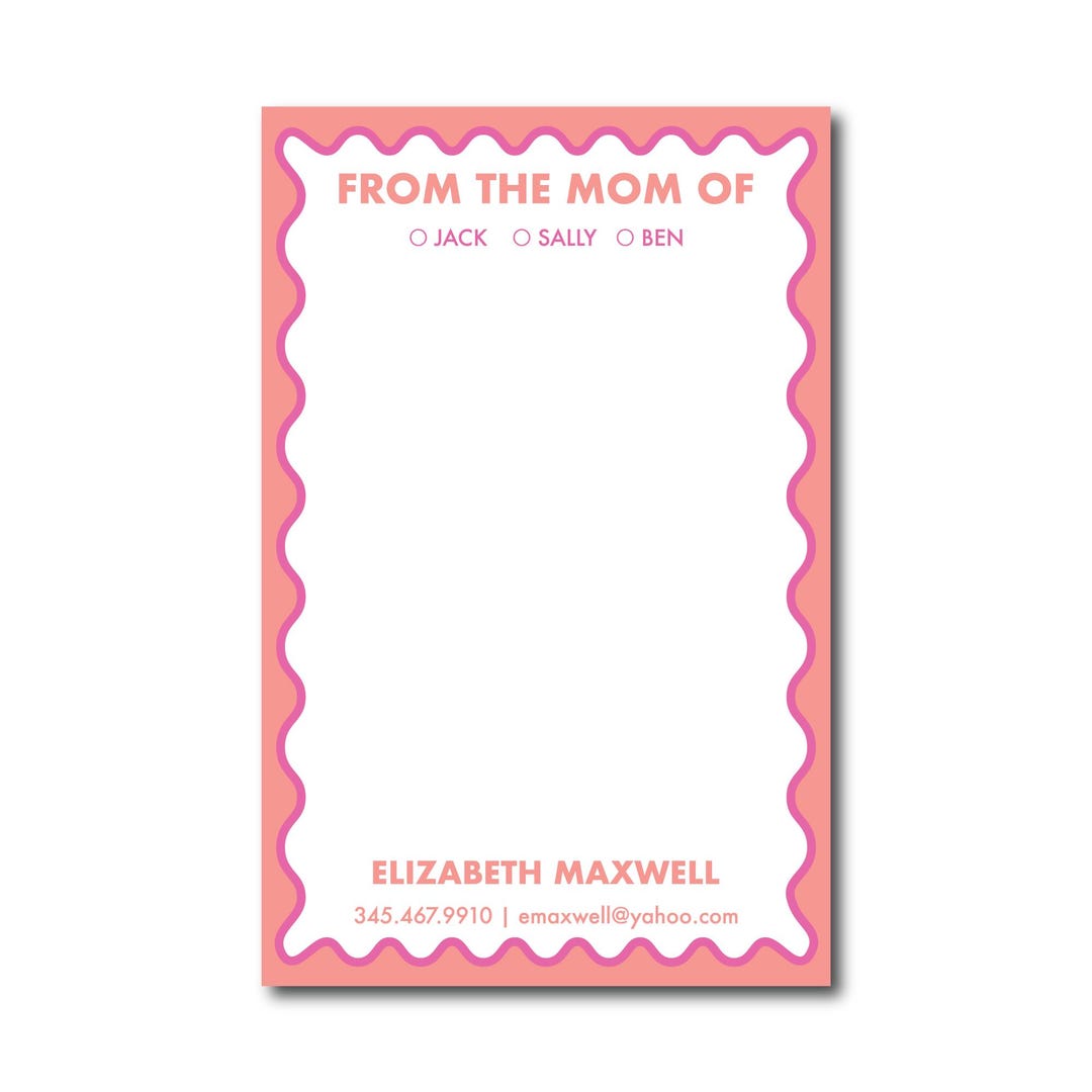 From the Mom of Notepad wavy Border Personalized Notepad Mom Notepad ...