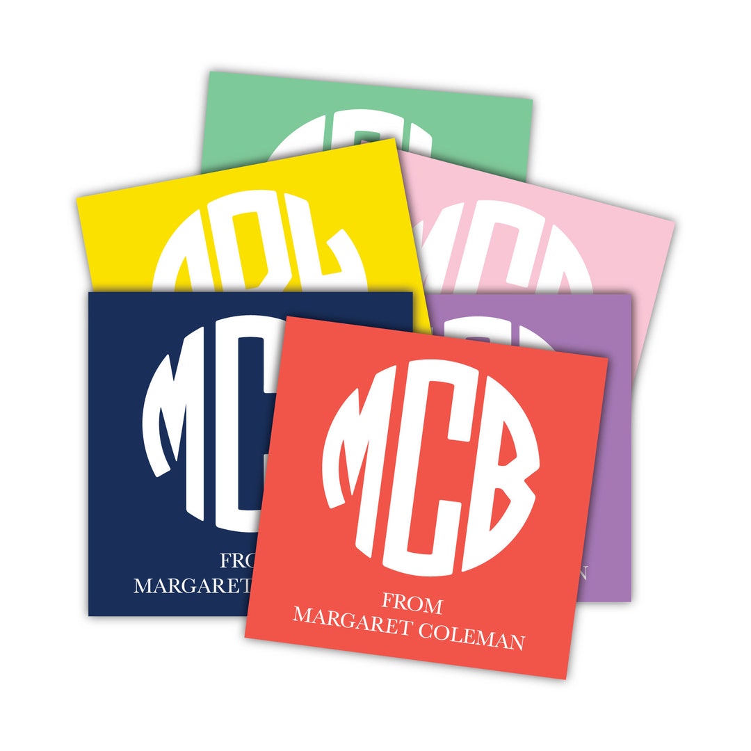 Monogram Gift Tag, Custom Circle Monogram Tags, Gift Enclosures, Kids ...