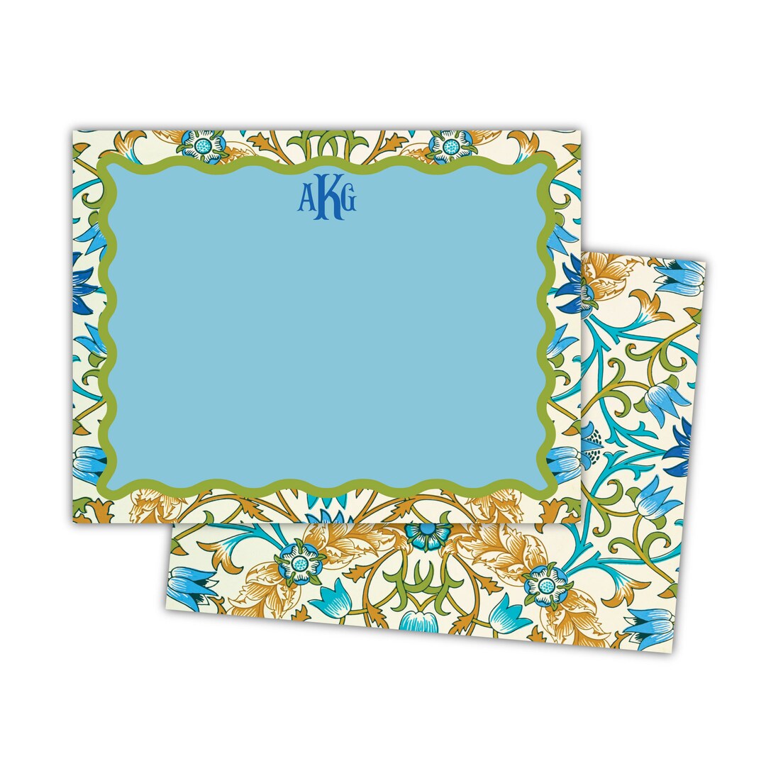 Wavy Border Flat Notes Floral Stationery Thank You Note Preppy ...