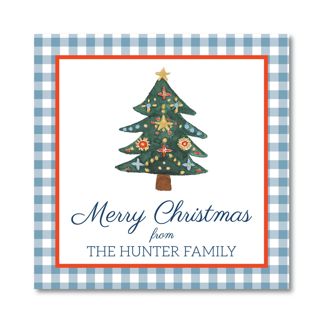 Personalized, Custom Gift Tag Gingham Gift Tags Blue and White Gift ...