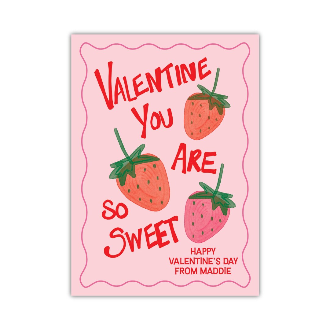 Digital Download Printable Custom Berry Sweet Strawberry Valentine for ...