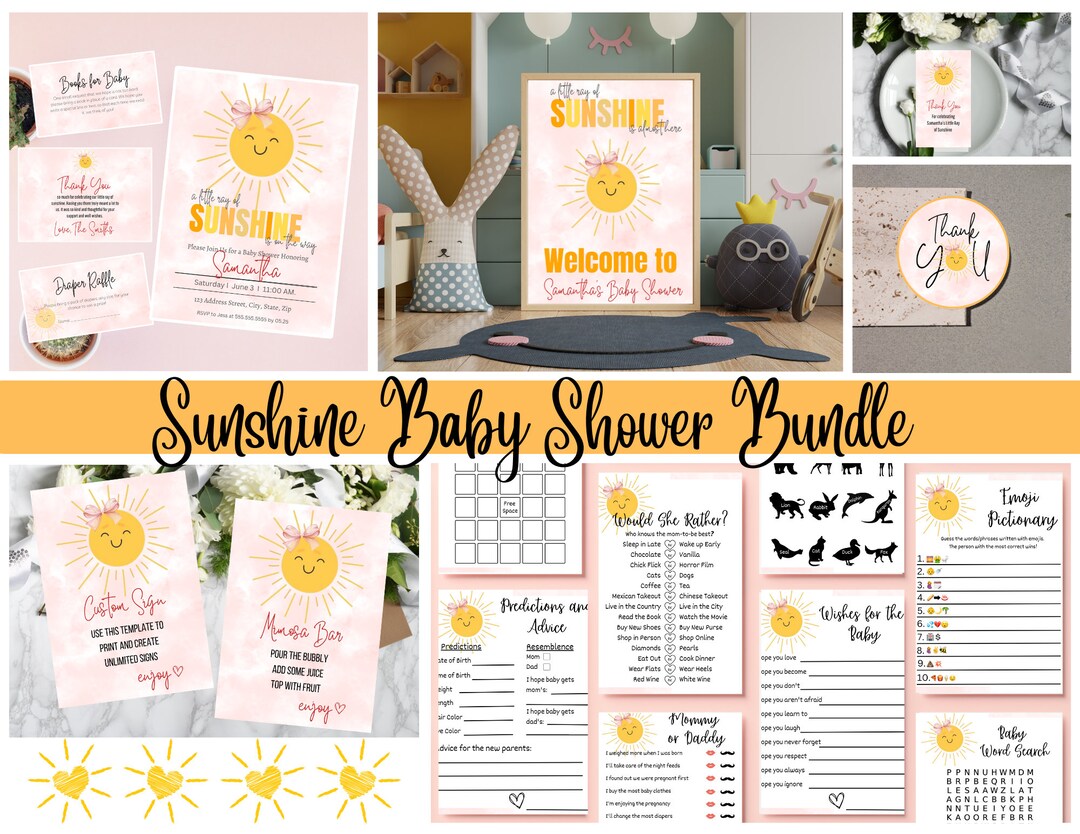 Sunshine Baby Shower Bundle, Boho Sunshine Shower Bundle, A Little Ray ...