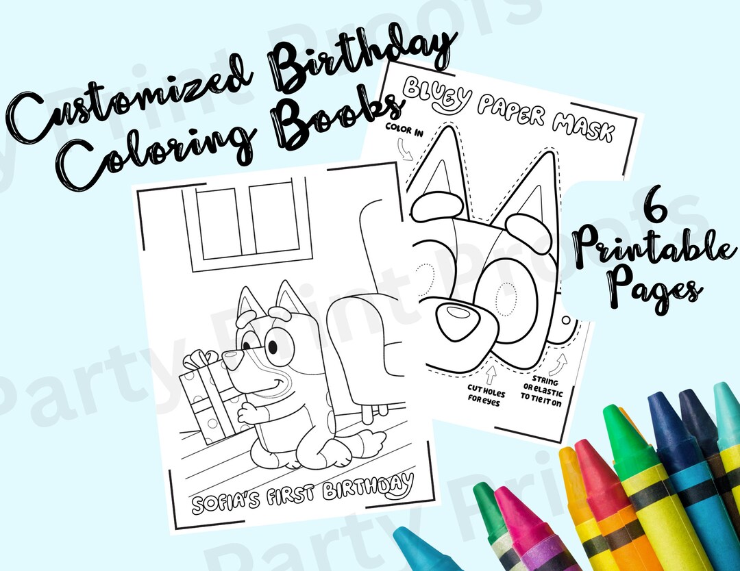 Bluey and Bingo Coloring Pages | Birthday Party Favors | Kids' Activity ...