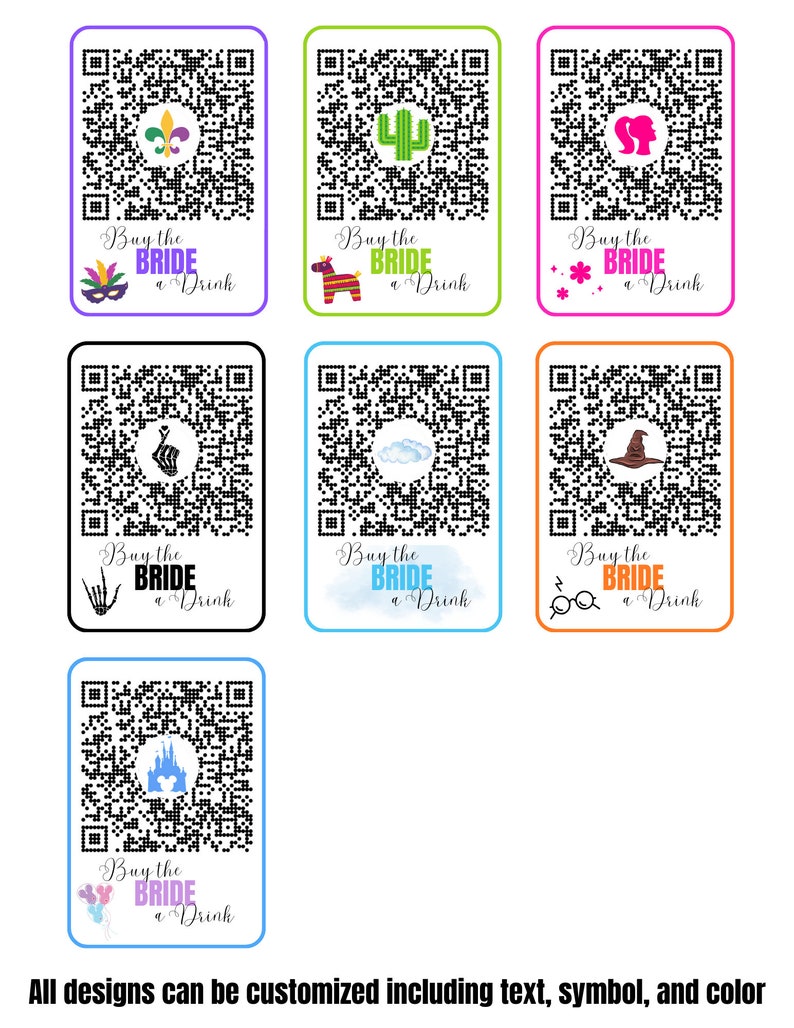 Personalized Bachelorette Party QR Code Stickers: Buy the Bride a Drink ...