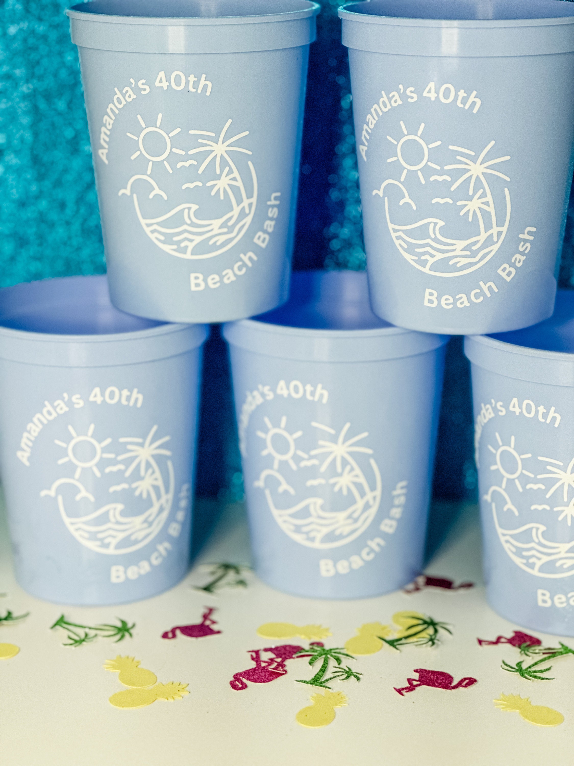 Tropical Bachelorette Party Cups: 30A Coastal Celebration, Custom ...