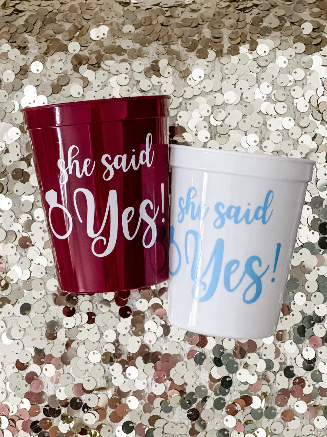 She Said Yes Engagement Party Cups: Custom Bridal Shower Favors - Etsy