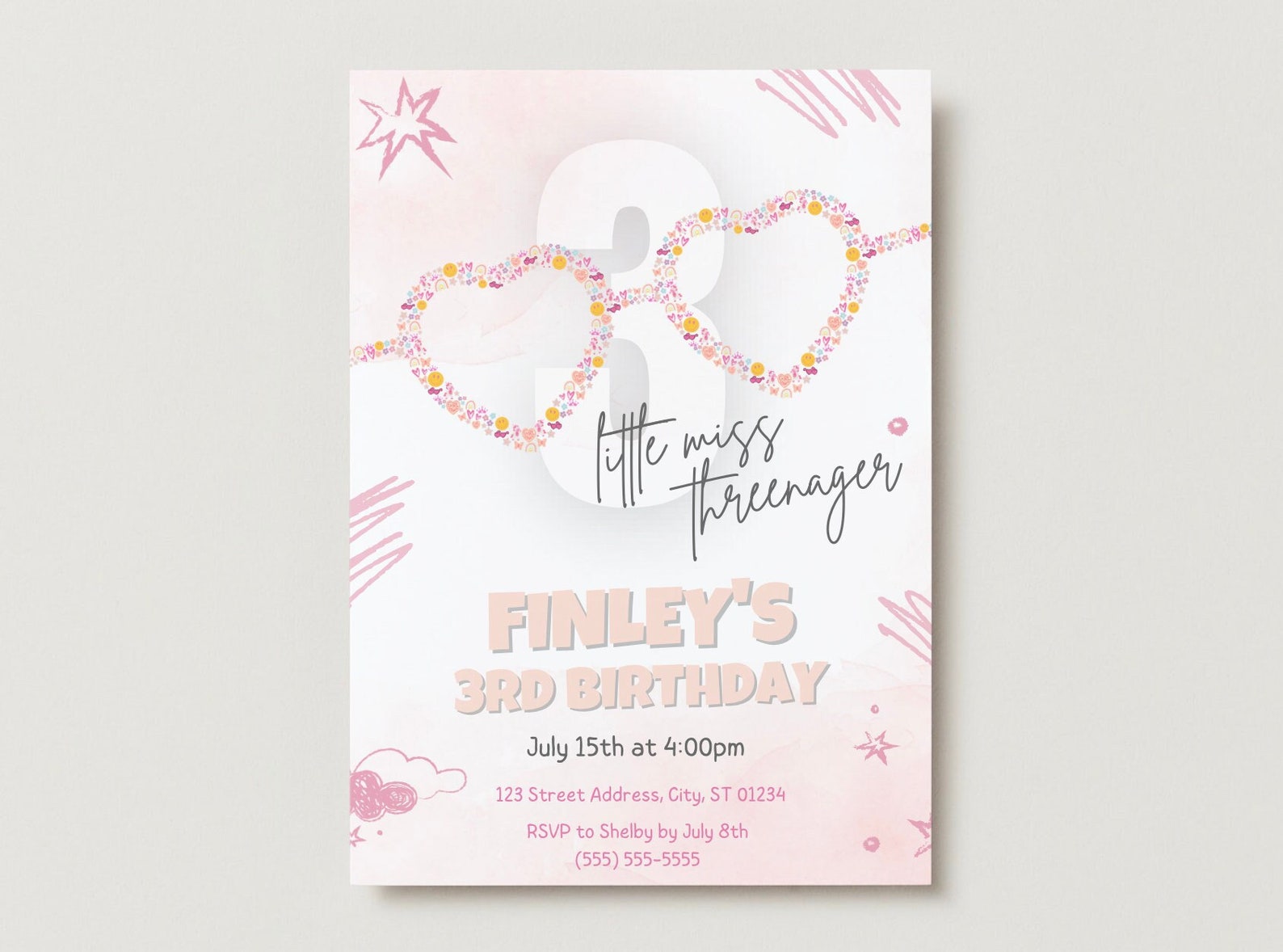 Threenager Birthday Invitation 3rd Birthday Toddler - Etsy