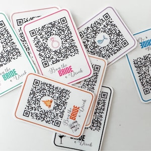 Personalized Bachelorette Party QR Code Stickers: Buy the Bride a Drink ...