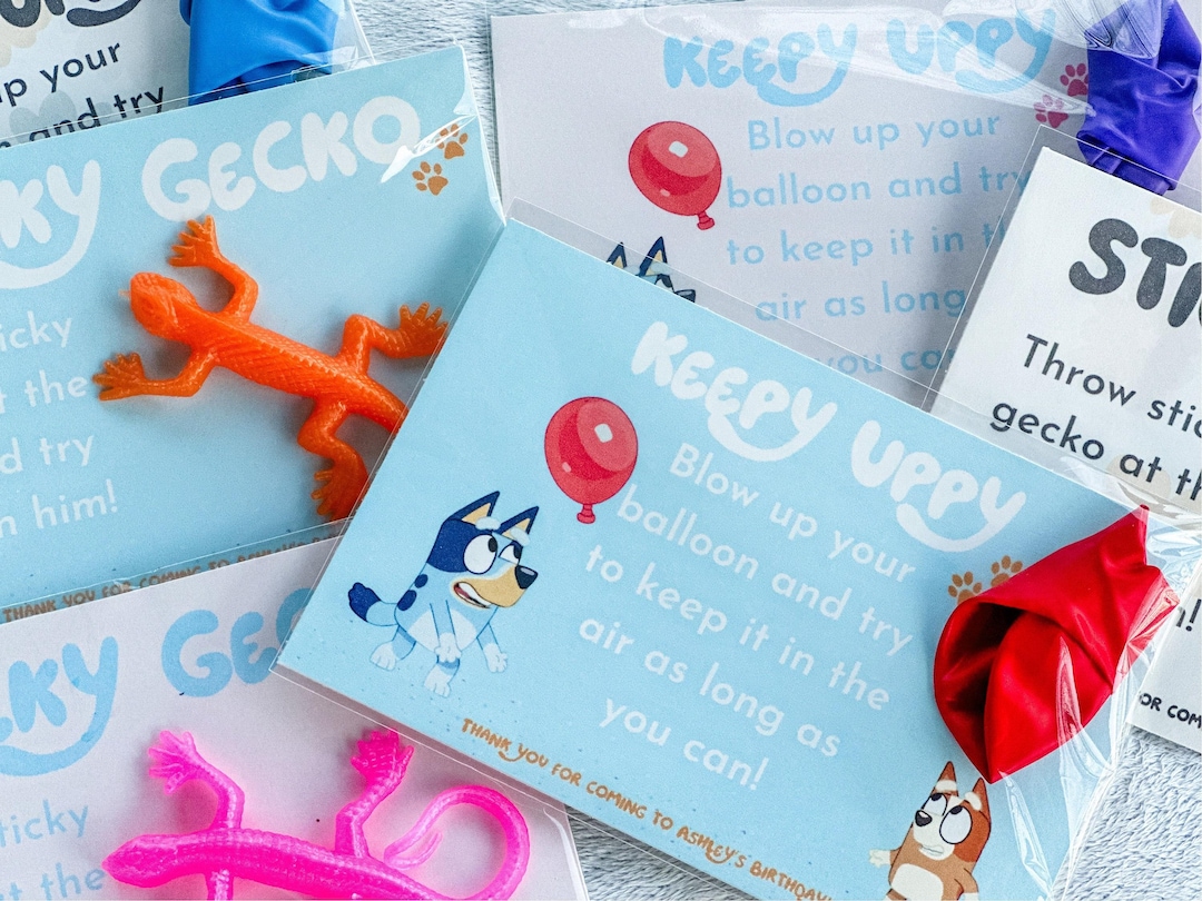 Keepy Uppy, Sticky Gecko, Bluey Party Decor, Toddler Party Favors, Dog ...
