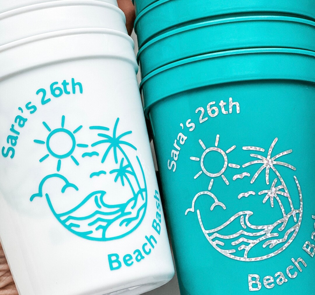 Tropical Bachelorette Party Cups: 30A Coastal Celebration, Custom ...