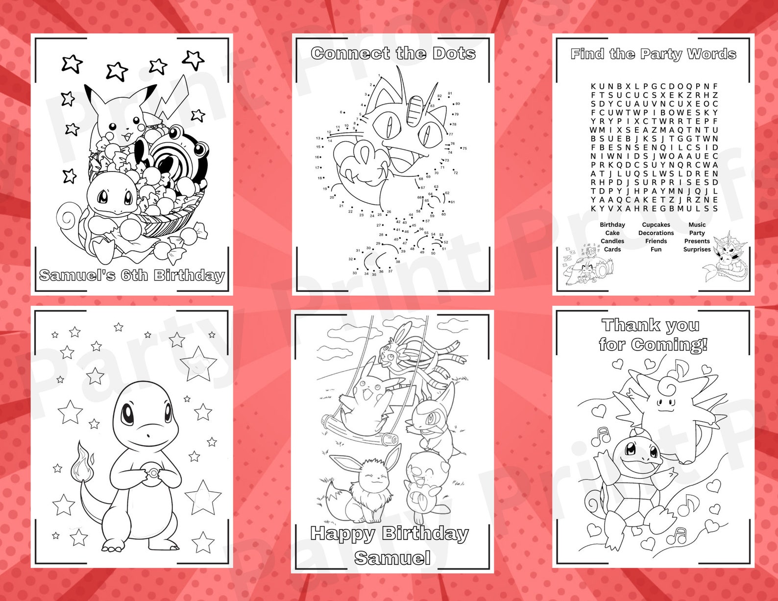 Pokemon Coloring Pages, Birthday Party Favors, Kids' Activity Page ...