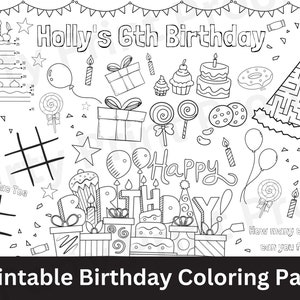 Birthday Party Coloring Placemat | Birthday Party Favors | Kids ...
