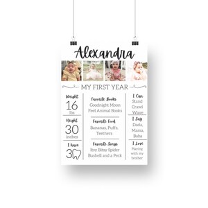 Editable First Birthday Milestone Poster: Photo Board (digital Download ...