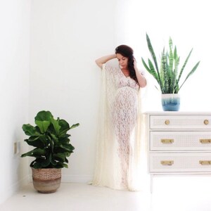 Maternity Gown Elegant Bohemian Sheer Lace Maternity Kaftan Baby Shower ...