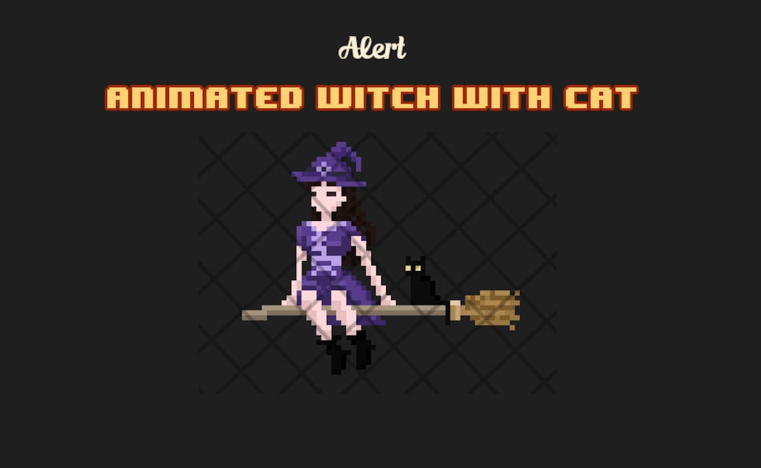 Retro Pixel Witch con Cat Gif Twitch - Gif animado, Alerta, Twitch ...