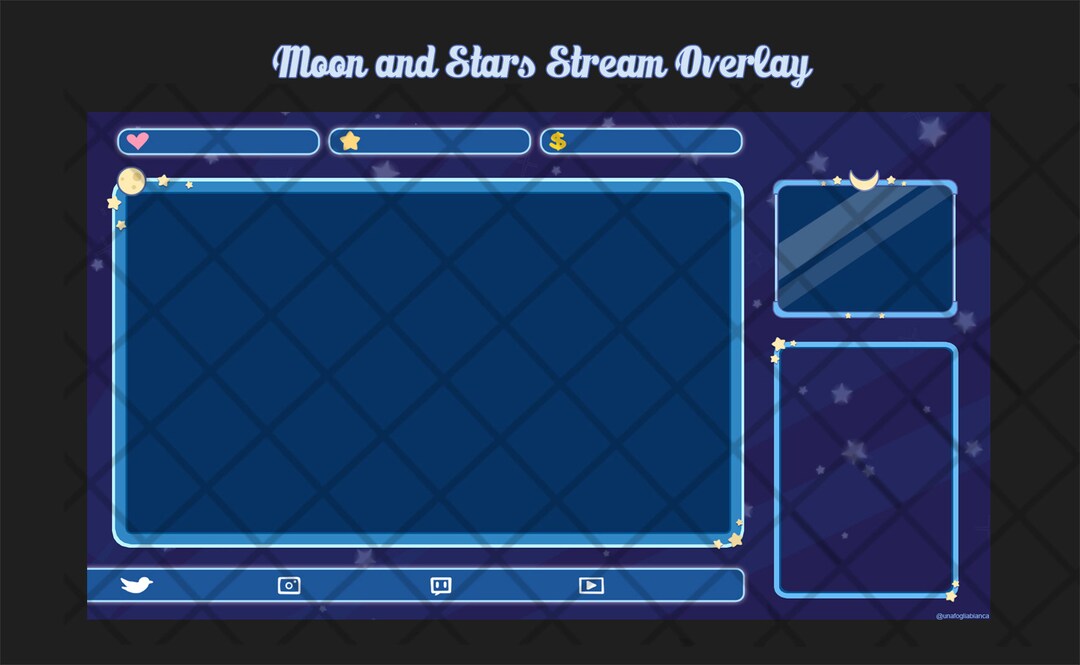 Blue Moon Stars Twitch Overlay - Webcam Chat Boxes, stream, streaming ...