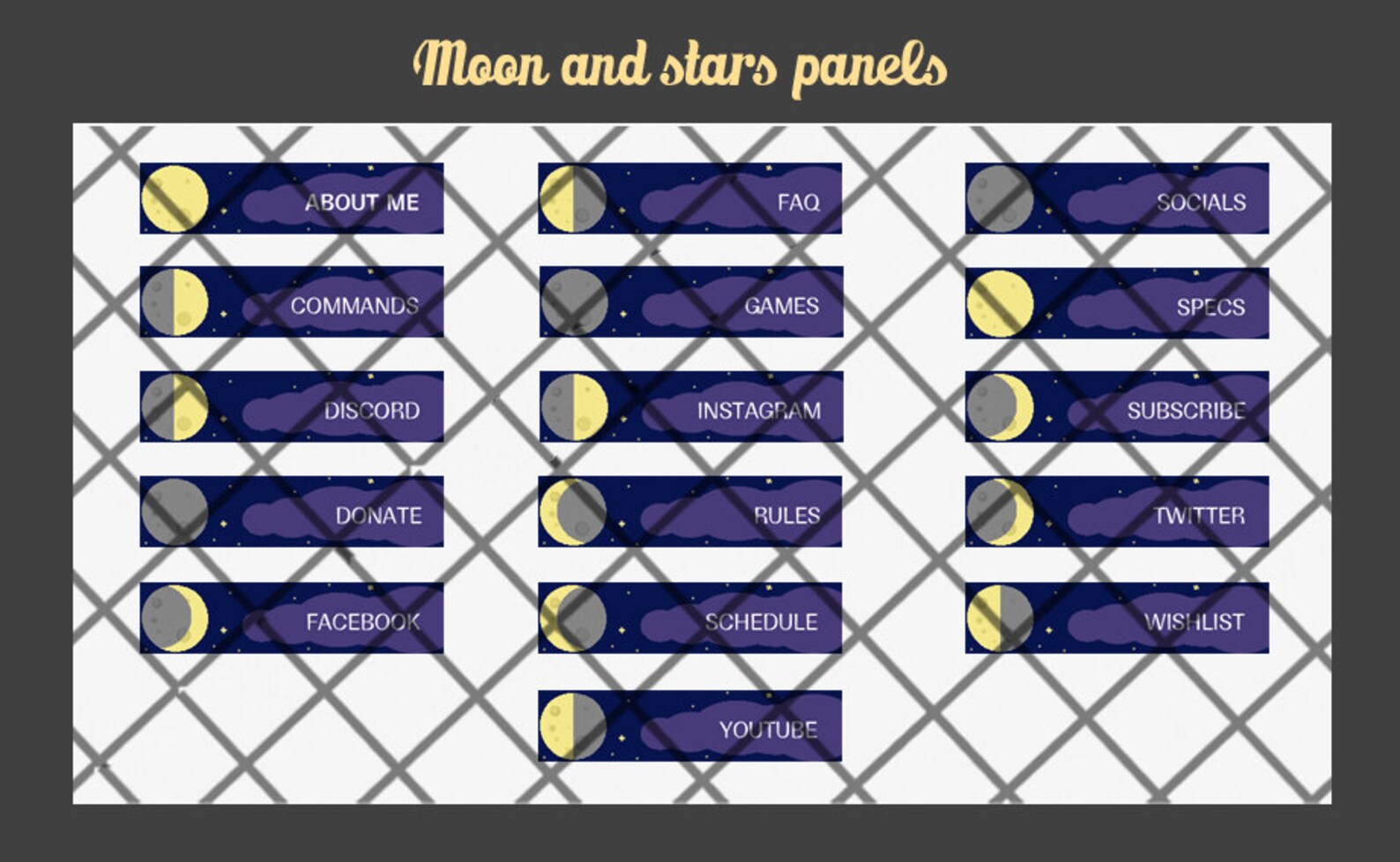 Moon Phases Twitch Panels stream streaming | Etsy