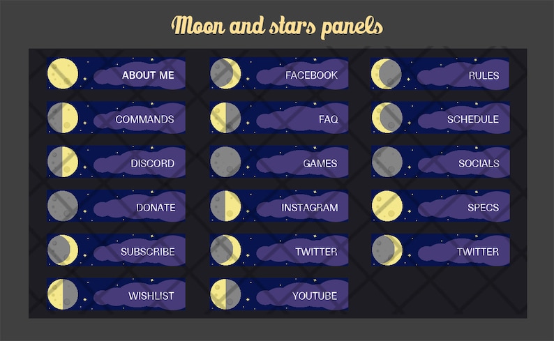 Moon Phases Twitch Panels Stream Streaming - Etsy