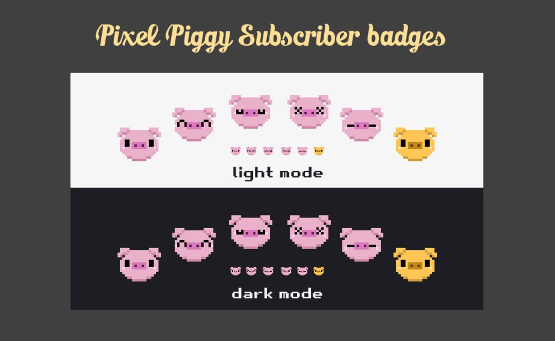 Pixel Piggy, Pig Twitch Sub Badges, Subscriber Moon - Etsy