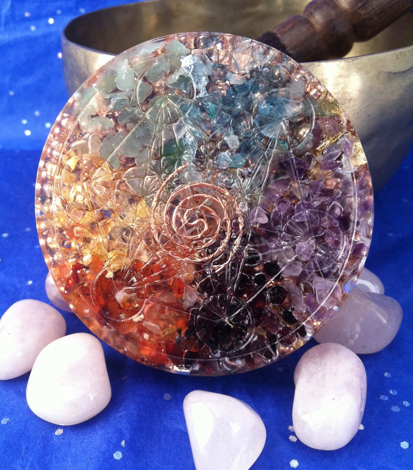 Sacred Geometry Chakra Stone Orgone Disc Reiki Energy | Etsy