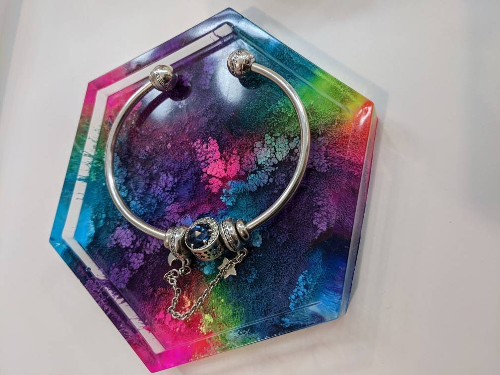 Rainbow Hexagon Trinket Tray - Etsy