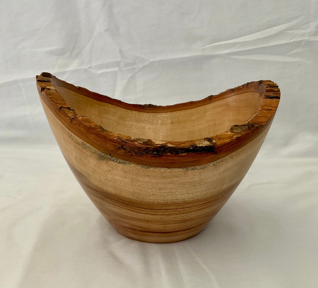 Wooden Natural Edge Rustic Wood Bowl Unique Wooden Accent Bowl ...